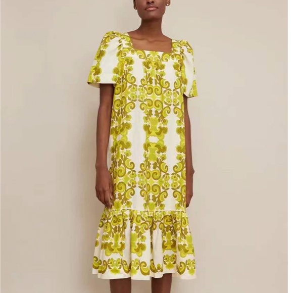 Cara Cara | Dresses | Nwt Cara Cara Chani Dress Venice Scroll Green ...